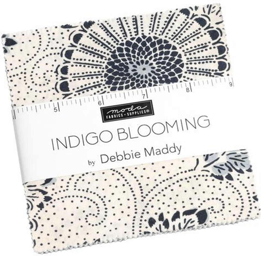 Indigo Blooming Moda Charm Pack 42 - 5" Precut Fabric Quilt Squares by ...