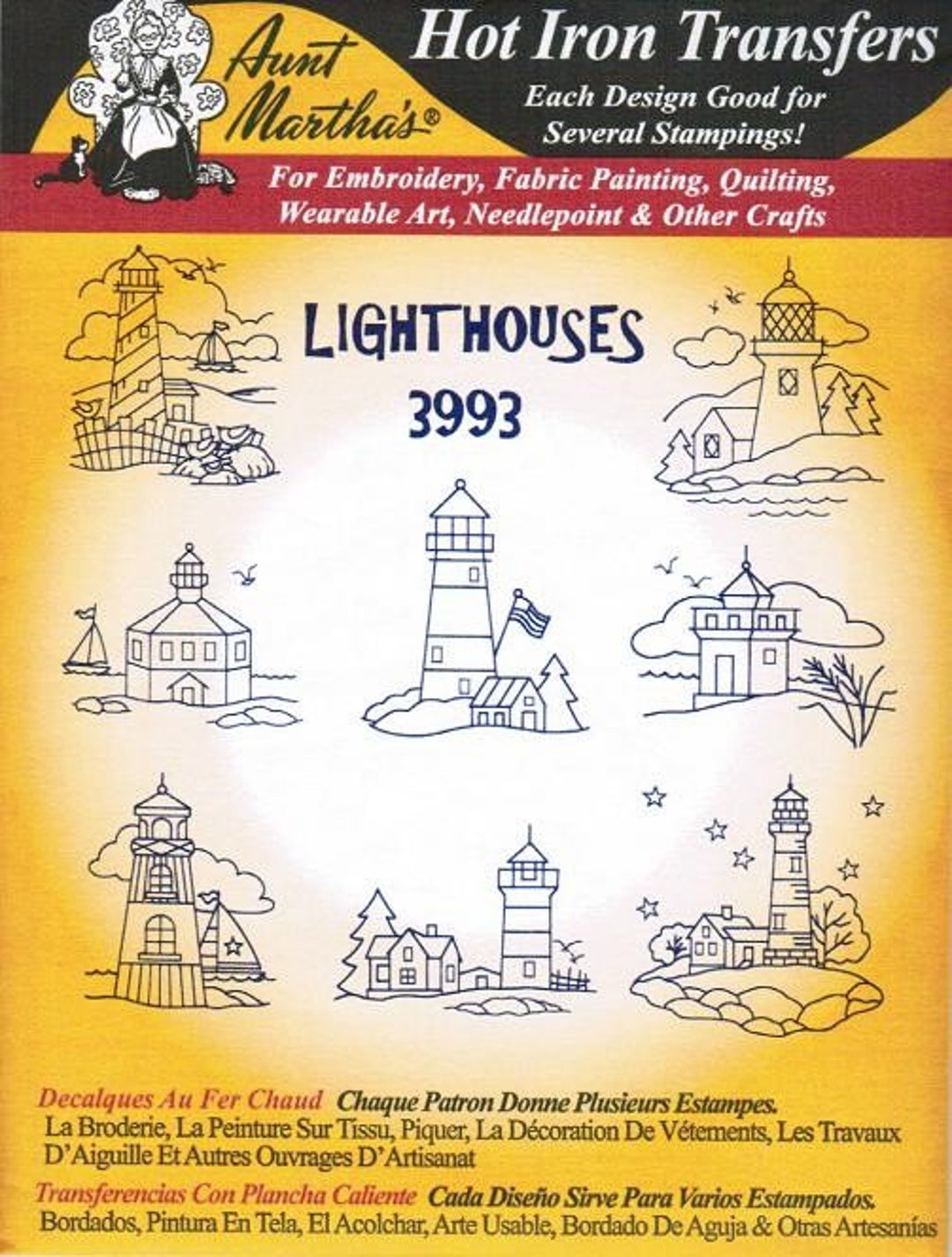 Lighthouses 3993 Aunt Martha's Embroidery Transfer Designs Pattern - Etsy