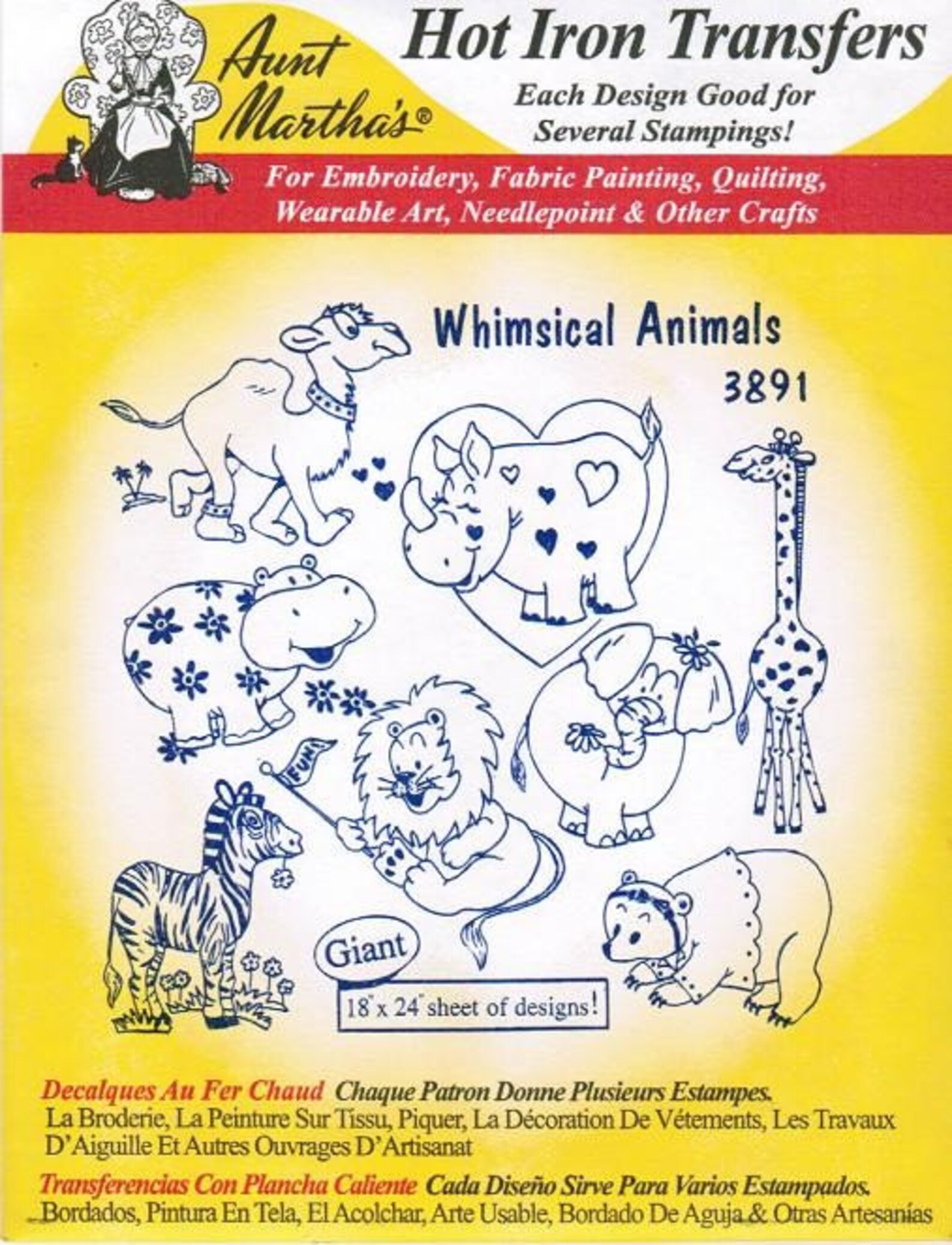 Whimsical Animals Aunt Martha's Embroidery Transfer | Etsy