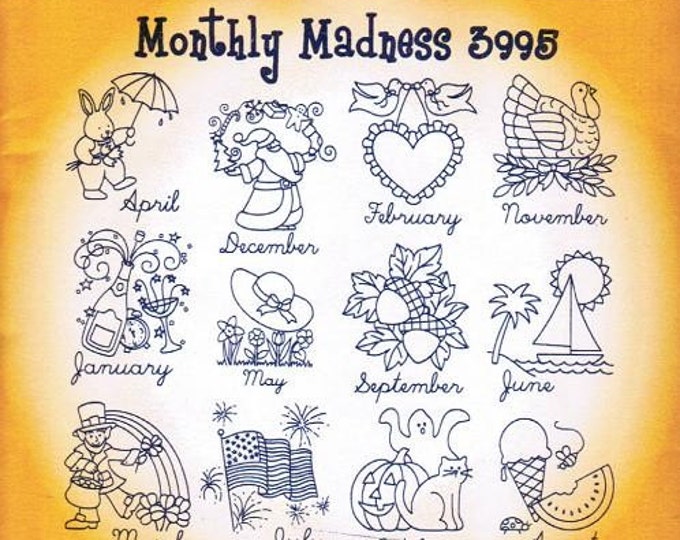 Monthly Madness 3995 Aunt Martha's Embroidery Transfer Designs Pattern ...