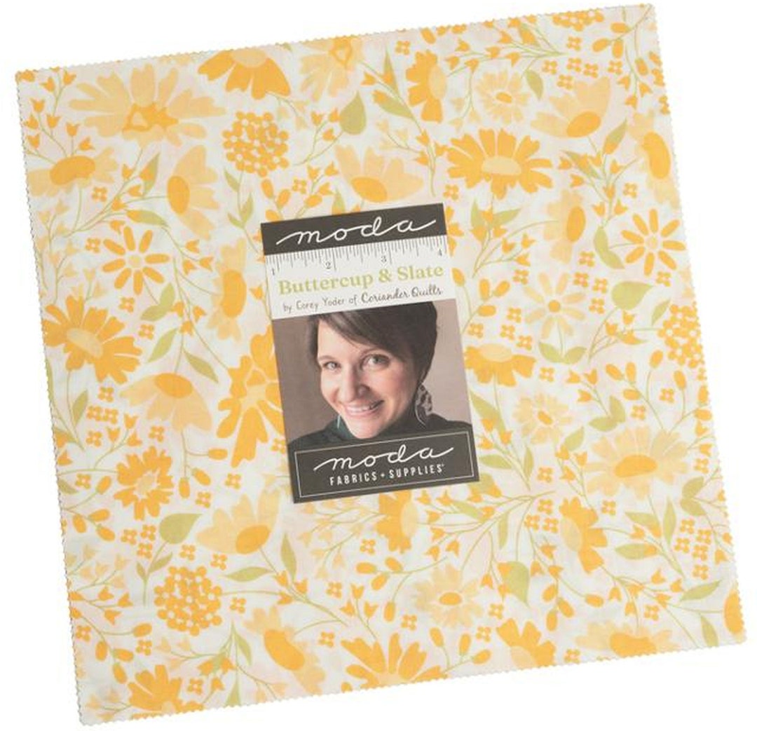 Buttercup & Slate Moda Layer Cake, 42 - 10" Precut Fabric Quilt Squares ...