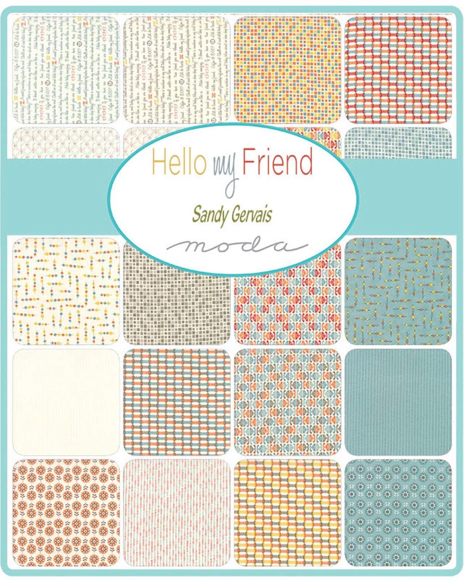 Hello My Friend Moda Layer Cake, 42 - 10" Precut Fabric Quilt Squares ...