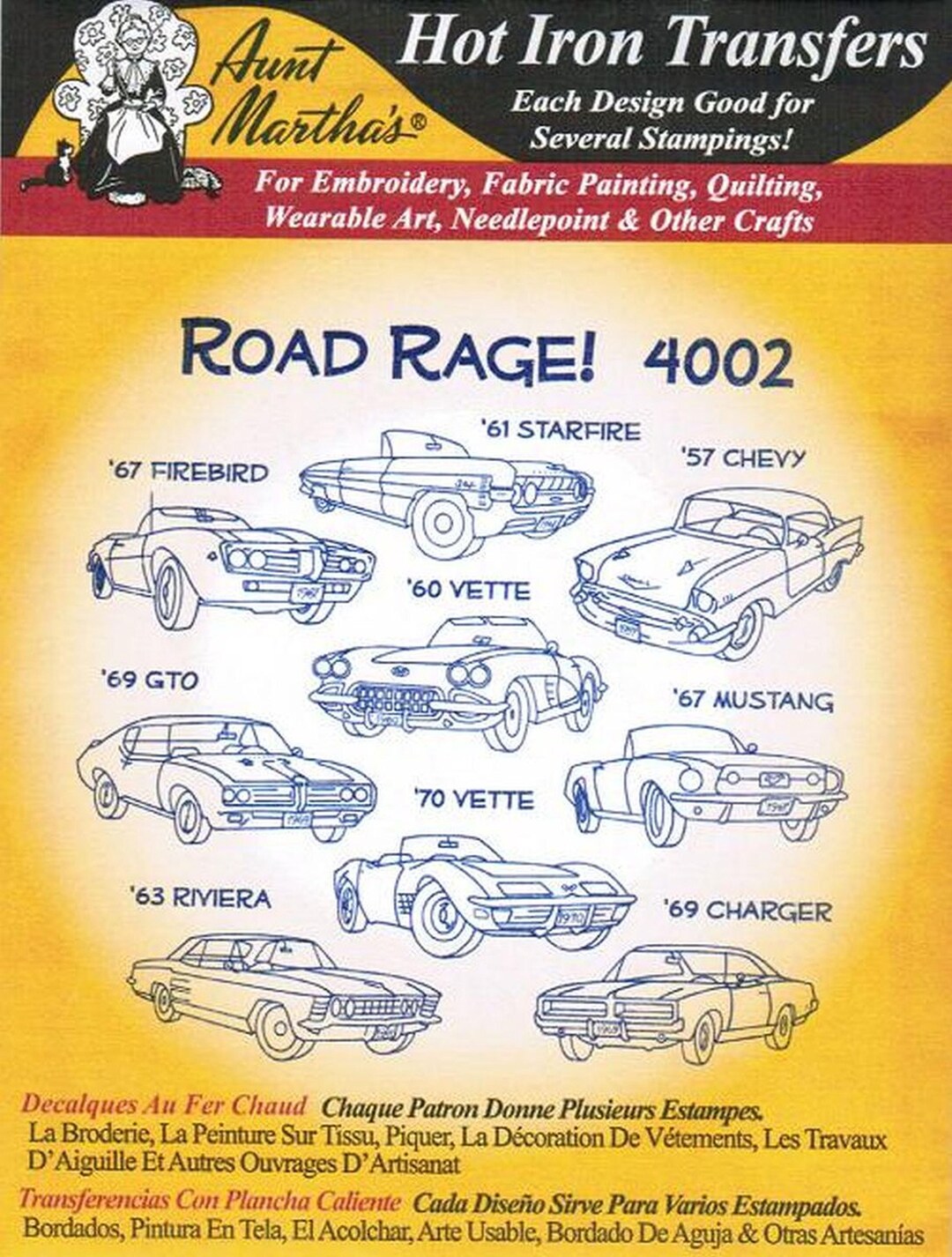 Road Rage/cars Aunt Martha's Hot Iron Embroidery Transfer Patterns ...