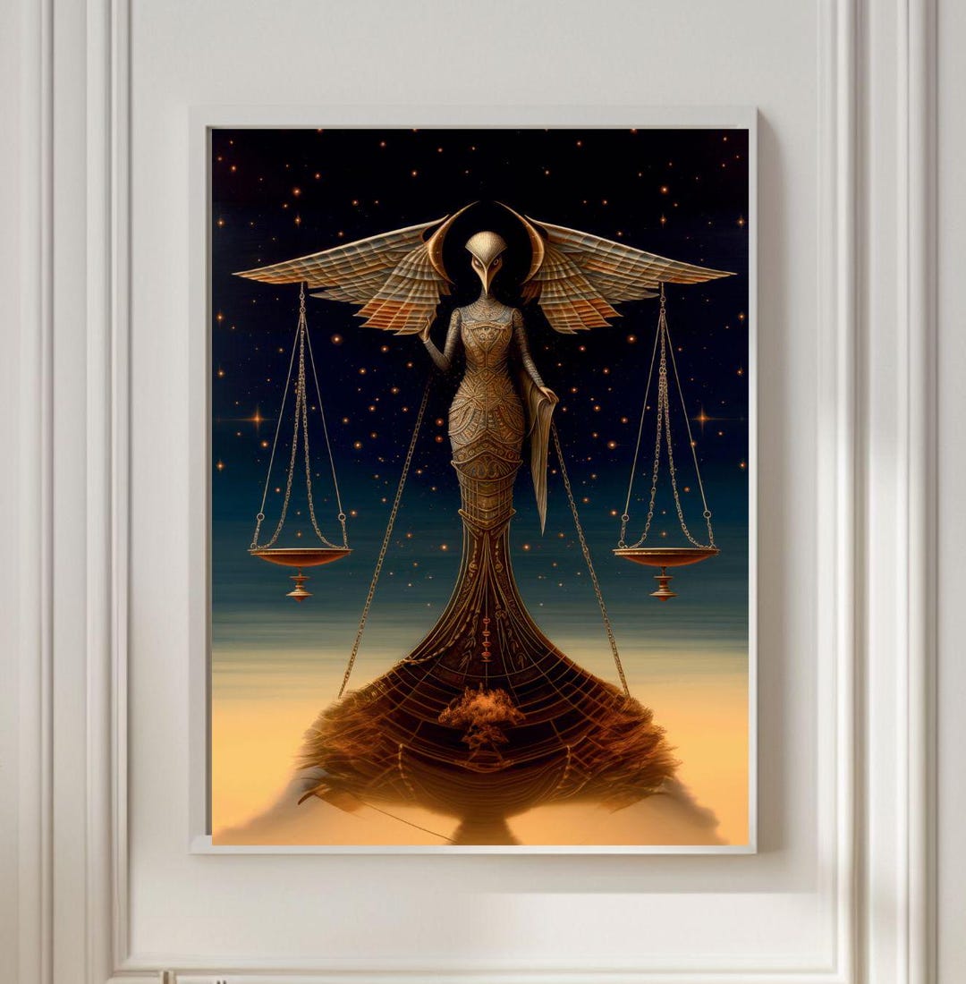 Maat - Ethereal Goddess of Balance - Harmony, Justice, and Truth Surreal Art Print, Digital ...