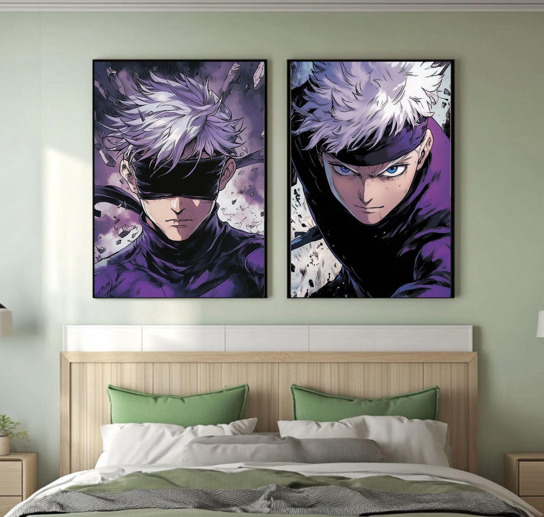 Anime Poster, 2 Set of Prints, Gojo Satoru - Jujutsu Kaisen Wall Art ...