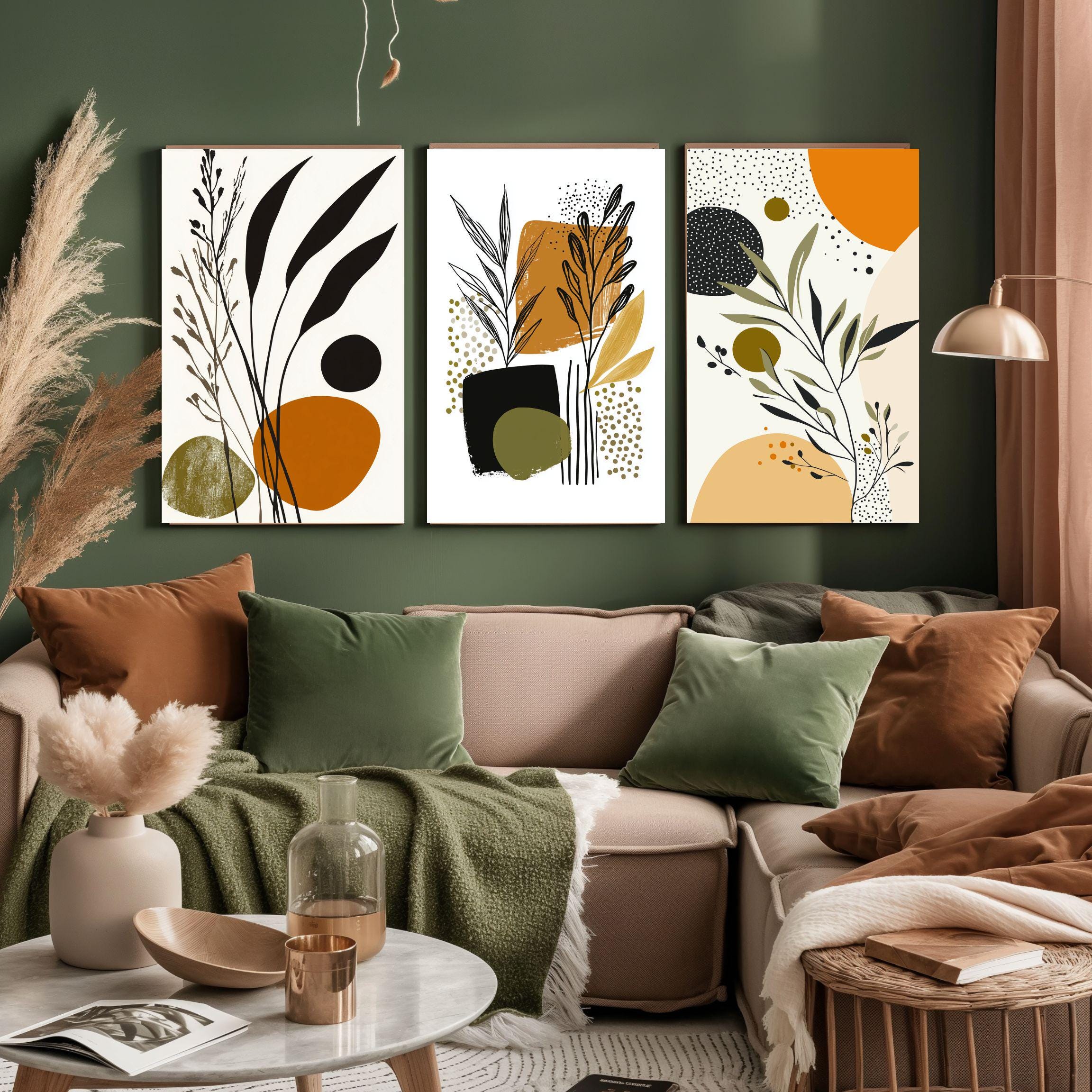 Abstract Botanical Wall Art Prints | Boho Mid Century Modern (digital ...