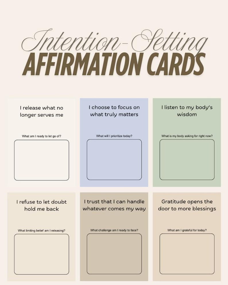 48 Intention-setting Affirmation Cards, Mindfulness and Manifestation ...