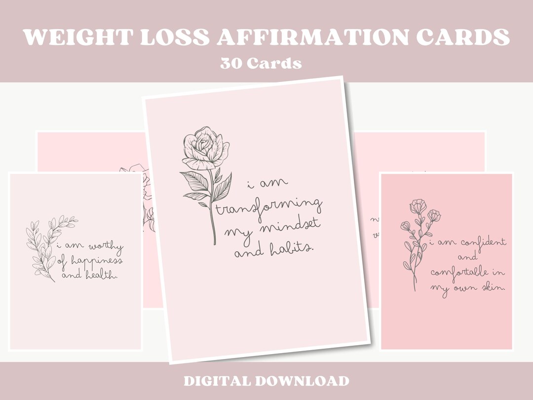 Affirmation Cards for Weight Loss, 30 Body Positive Affirmation Cards ...