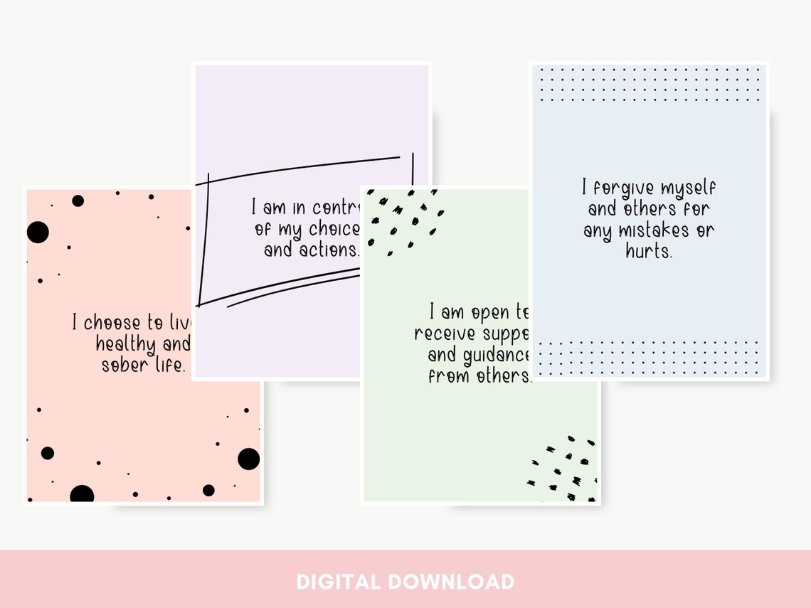 Addiction Recovery Affirmation Cards Set, Great AA Recovery Gifts, NA ...