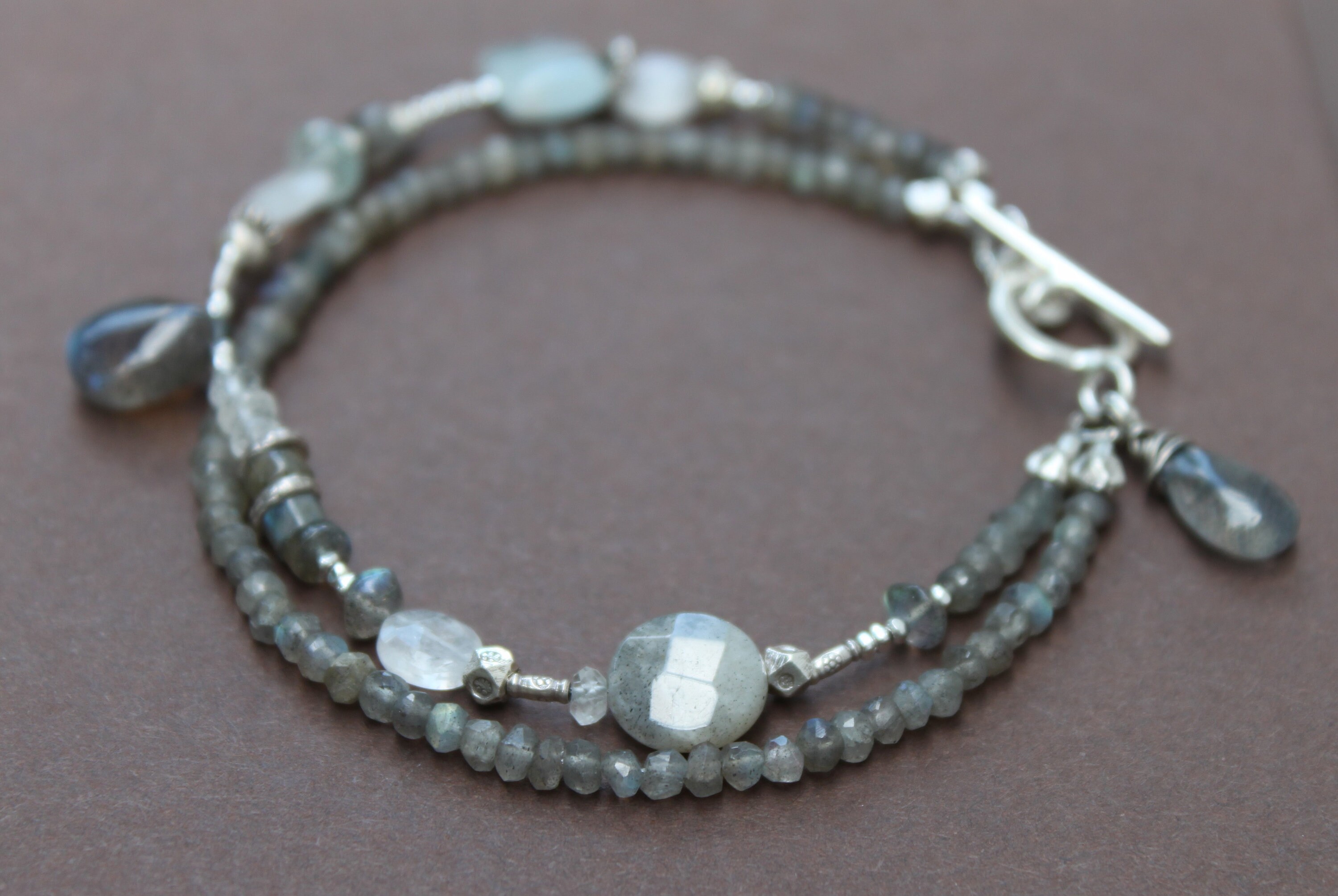 Labradorite Aquamarine Moonstone Hill Tribe Thai Silver Double - Etsy ...