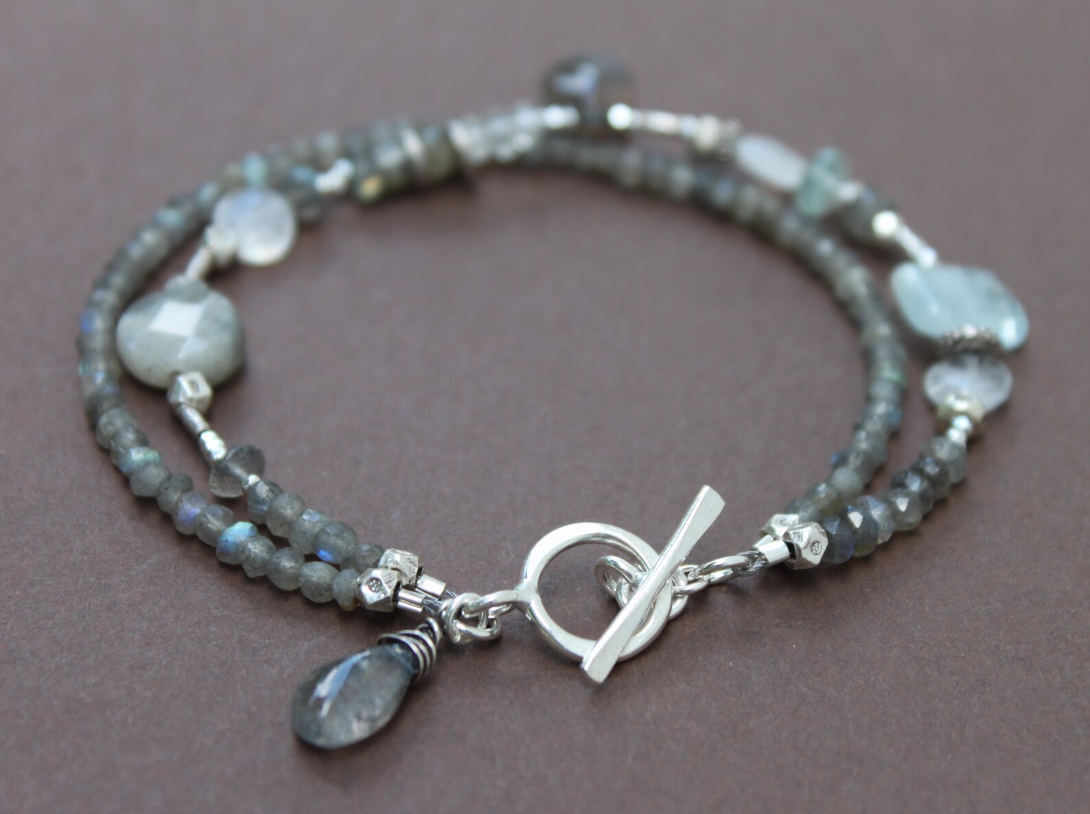 Labradorite Aquamarine Moonstone Hill Tribe Thai Silver Double - Etsy ...