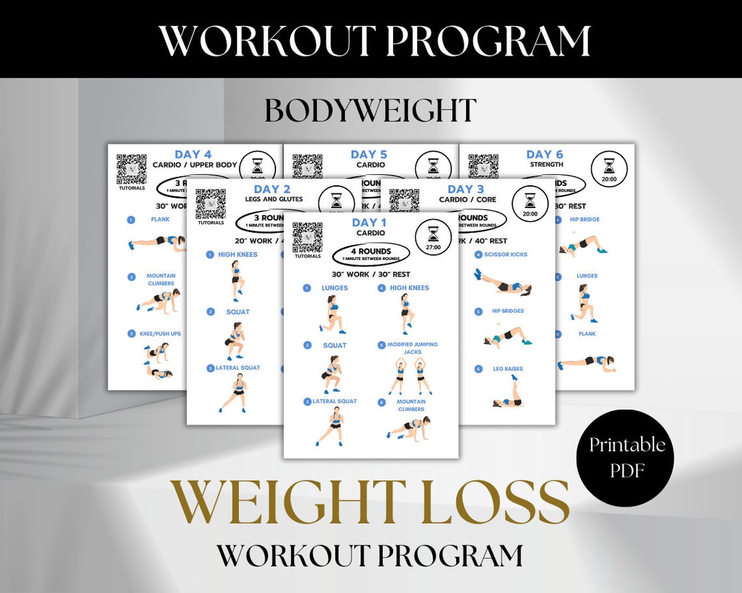 Printable Fat Loss Workout Plan Workout Program Fitness Program Home ...