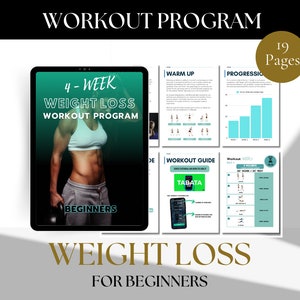 4 Week Weight Loss Plan, Includes Workout Tracker workout Planner ...