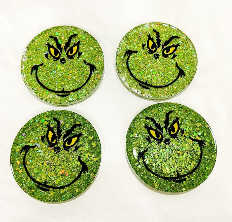 Resin Grinch Coasters - Etsy