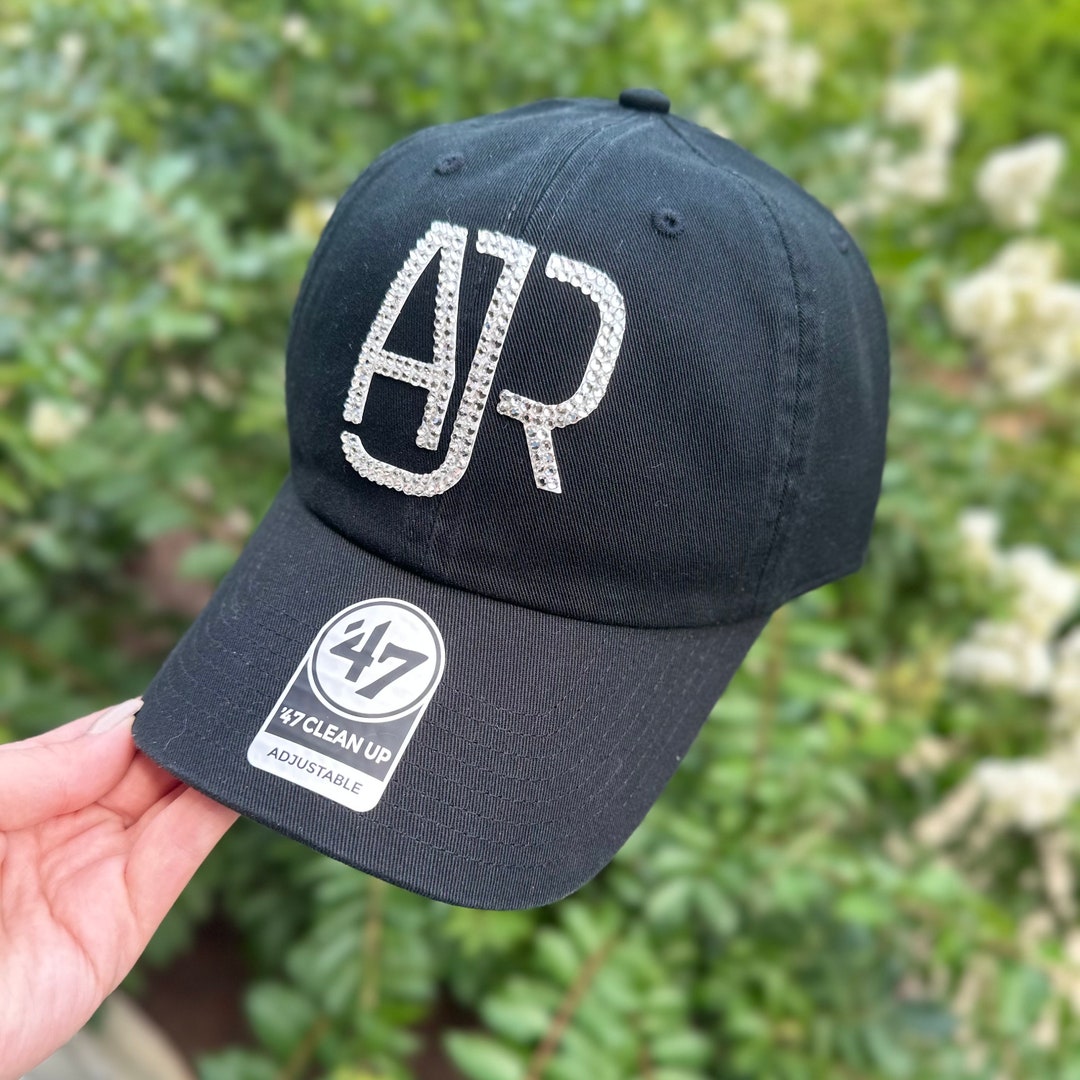 AJR Rhinestoned Baseball Hat-black Custom Handmade Adjustable Sport Cap ...