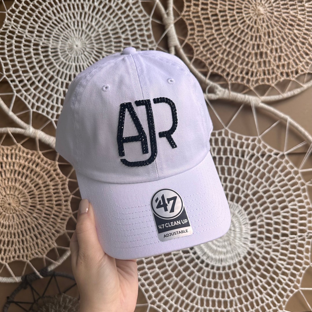 AJR Rhinestoned Baseball Hat-white • Custom Handmade Adjustable Sport ...