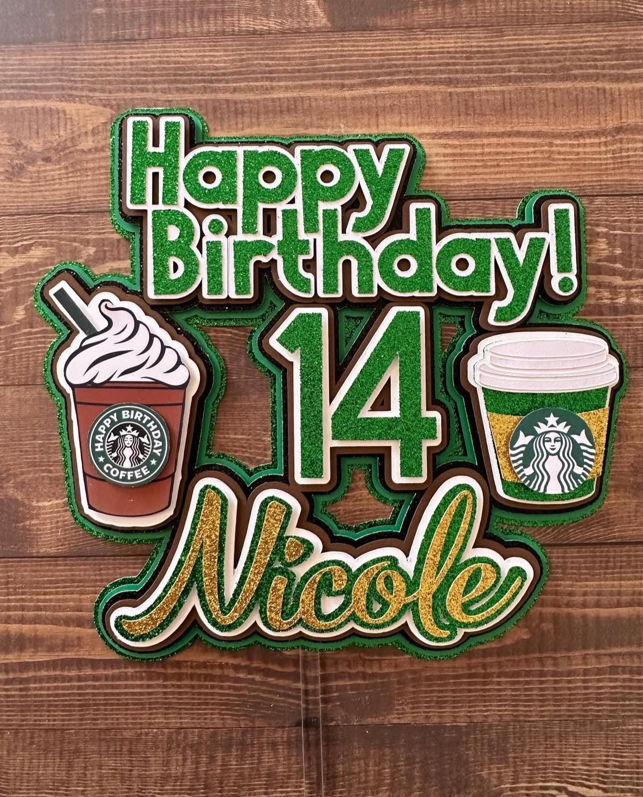 Starbucks Cake Topper - Birthday Decor - Custom Cake Topper - Etsy