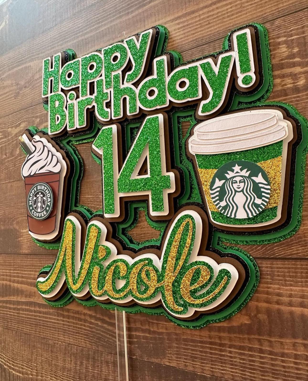 Starbucks Cake Topper - Birthday Decor - Custom Cake Topper - Etsy