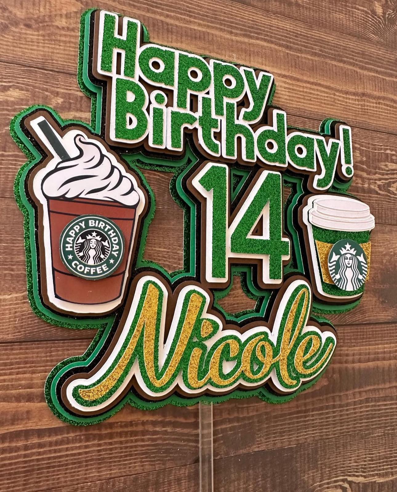 Starbucks Cake Topper - Birthday Decor - Custom Cake Topper - Etsy