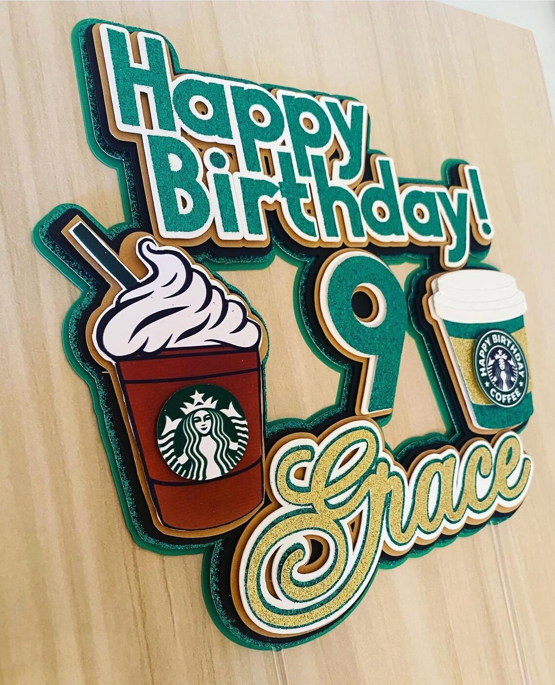 Starbucks Cake Topper - Birthday Decor - Custom Cake Topper - Etsy