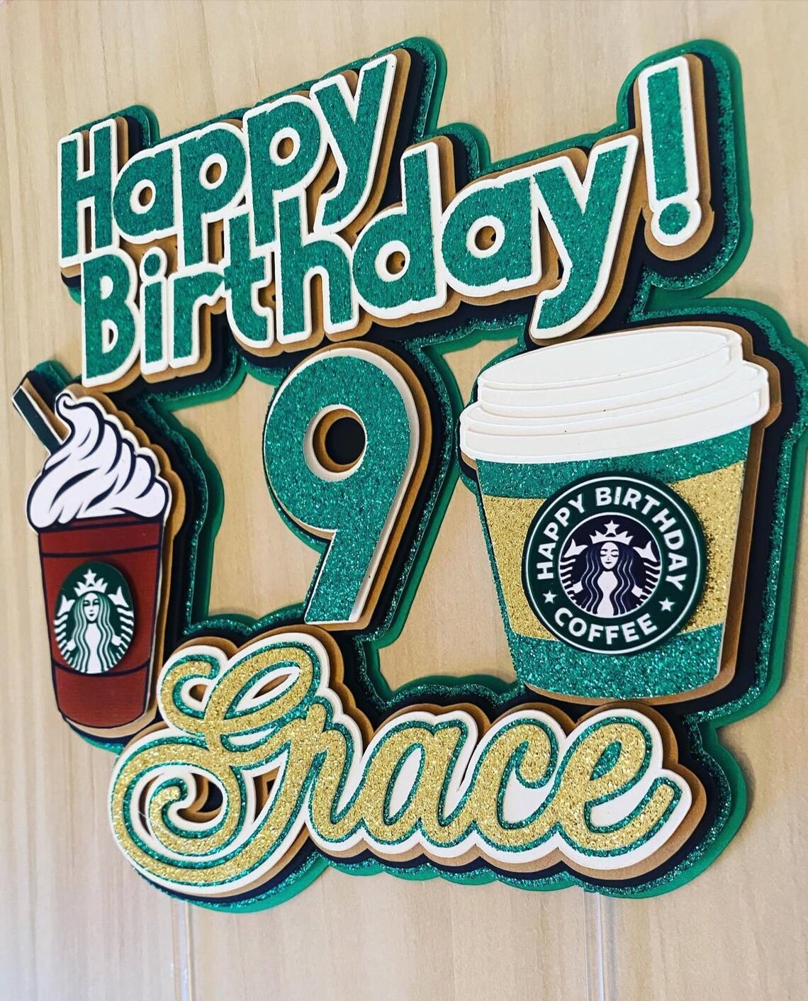 Starbucks Cake Topper - Birthday Decor - Custom Cake Topper - Etsy