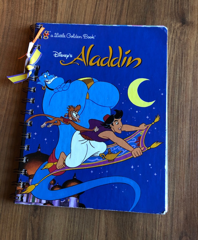 Little Golden Book Disneys Aladdin Recycled Journal Notebook Etsy
