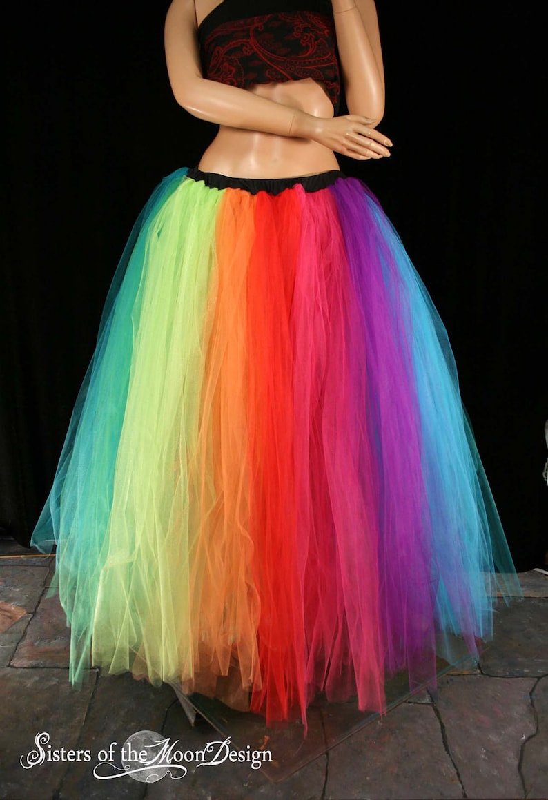 Rainbow Tutu Tulle Skirt Streamer Floor Length Formal Pride - Etsy