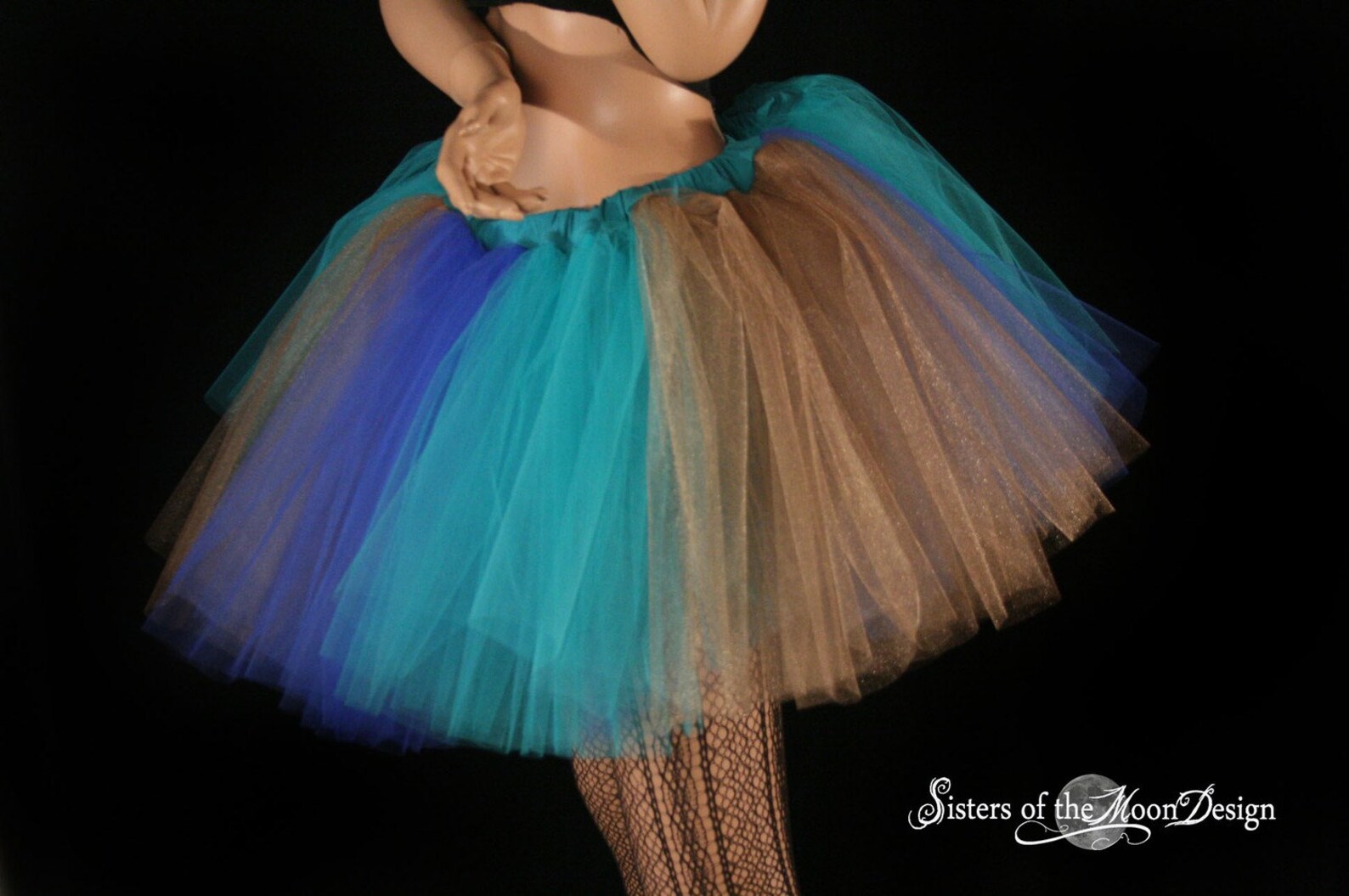 Teal Gold Royal Adult Tutu Tulle Skirt Striped Three Layer Puffy Tutu ...