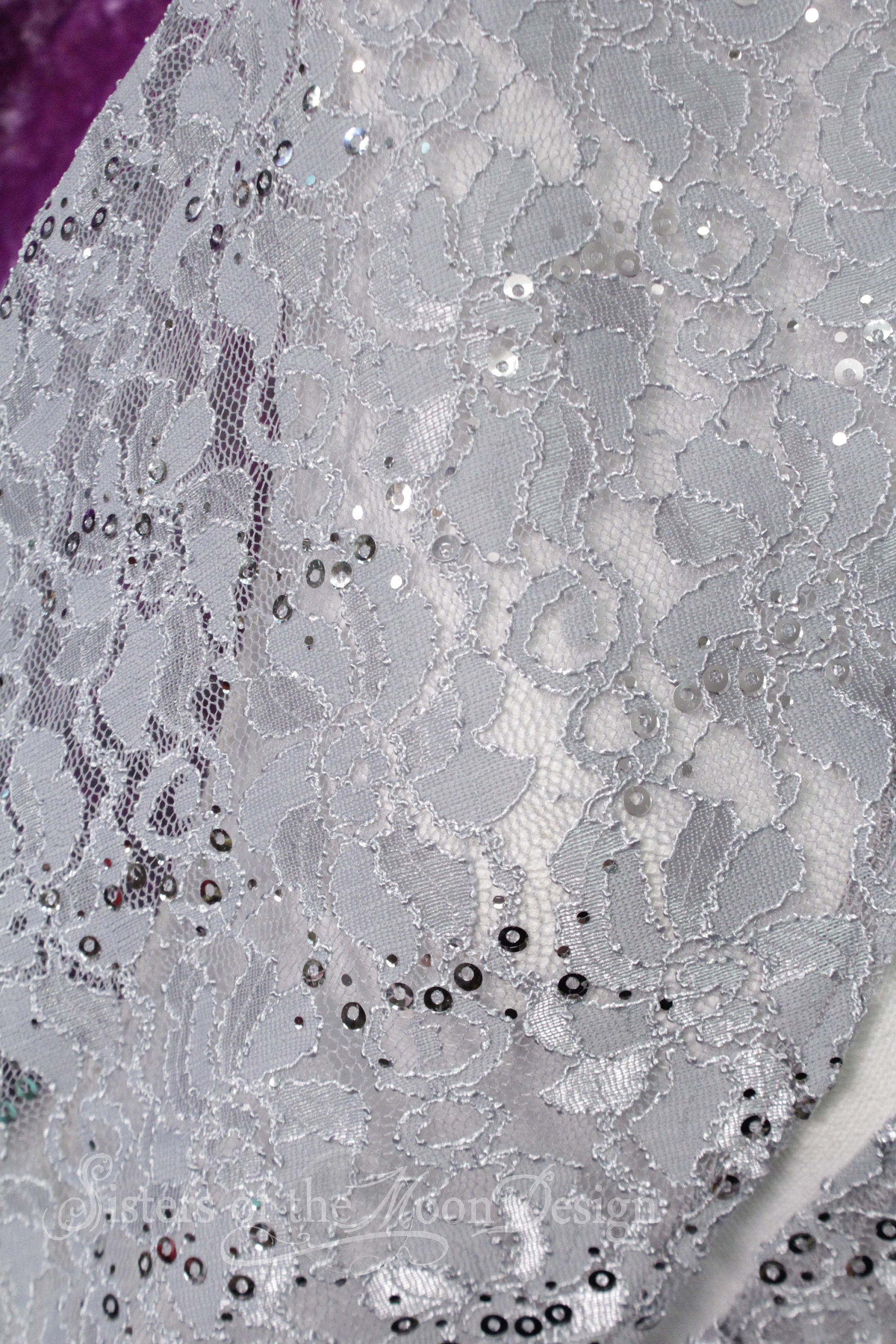 Silver Bridal Lace Shawl cape large Triangle sheer secquin | Etsy