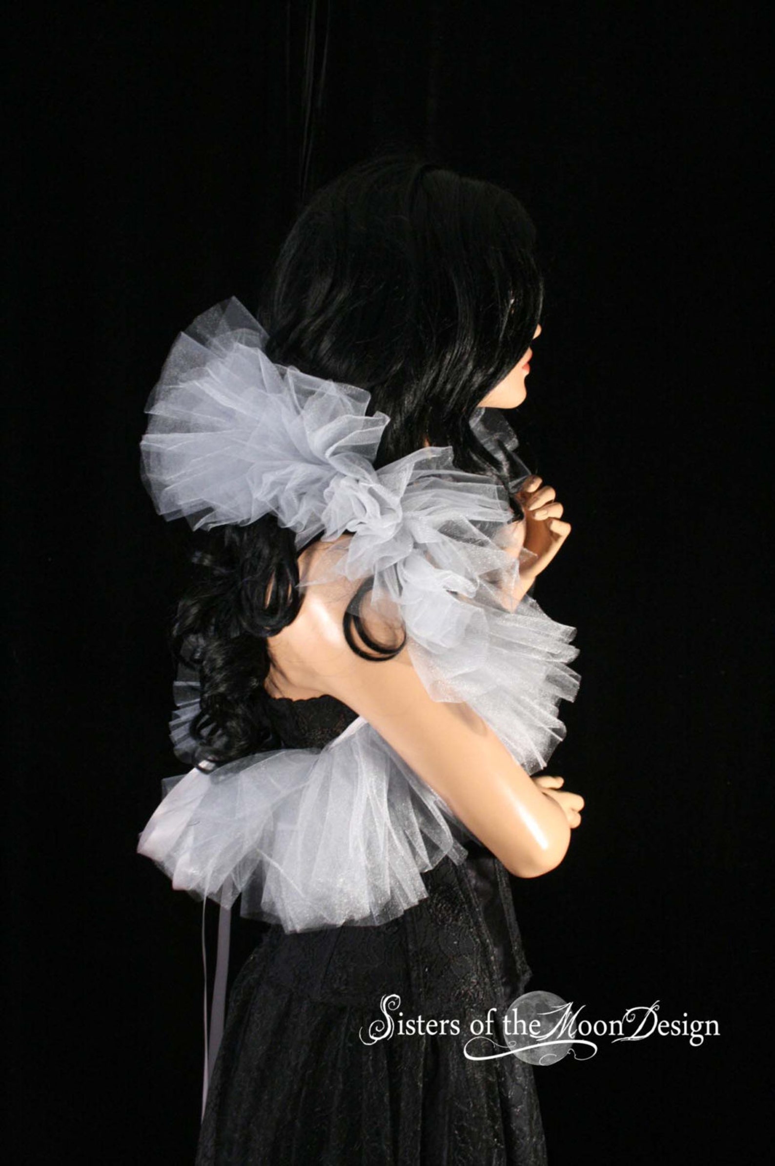 Tulle Boa Tie on Shoulder Shrug Wrap Silver Iridescent Formal Wear ...