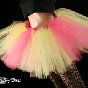 Yellow Pink Adult Tutu Skirt Striped Three Layer Poofy Tutu Sizes XS ...