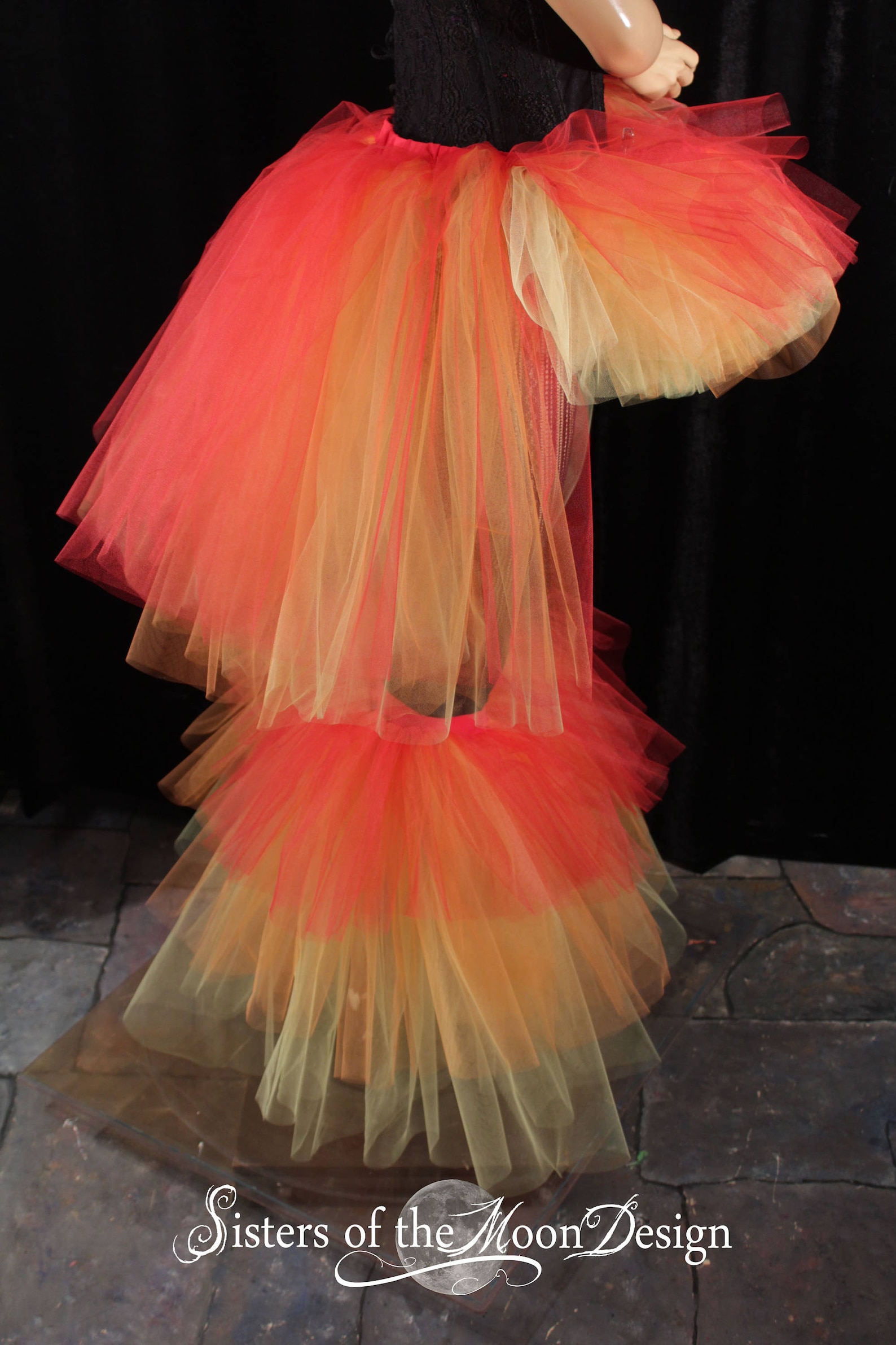 Phoenix Fire Tutu Skirt Adult High Low Bustle Back Flame Rave - Etsy