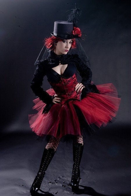 Red Black Adult Tulle Tutu Skirt Midi High Low Asymmetrical | Etsy