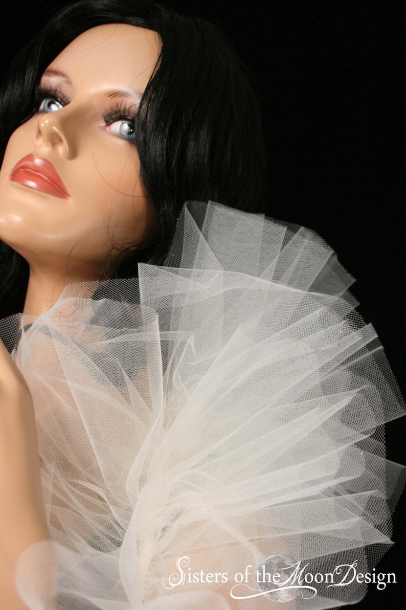 Ivory Bridal Tulle Boa Tie on Shoulder Shrug Wrap Victorian Formal ...