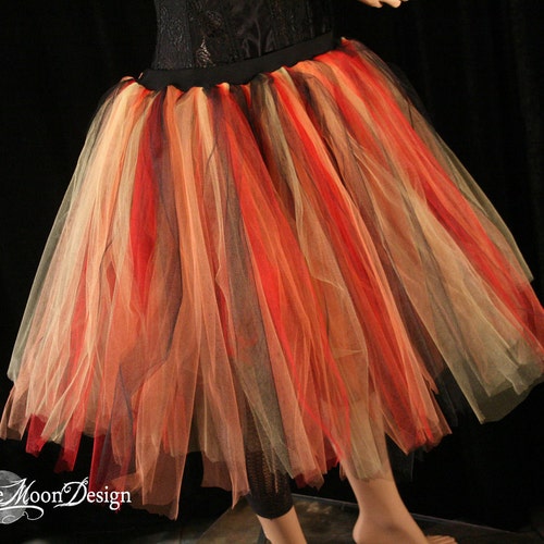 Flame Tulle Skirt Adult Tutu Streamer Knee Length Red Black - Etsy
