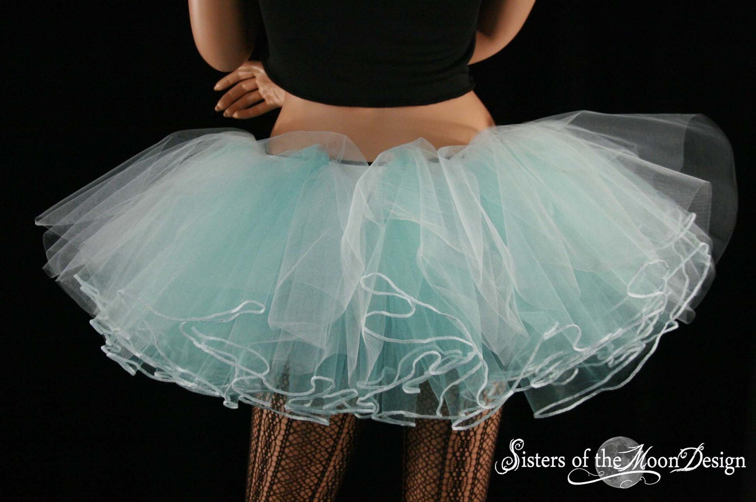 UV White Aqua Adult Tutu Tulle Skirt Three Layer Trimmed Sizes - Etsy