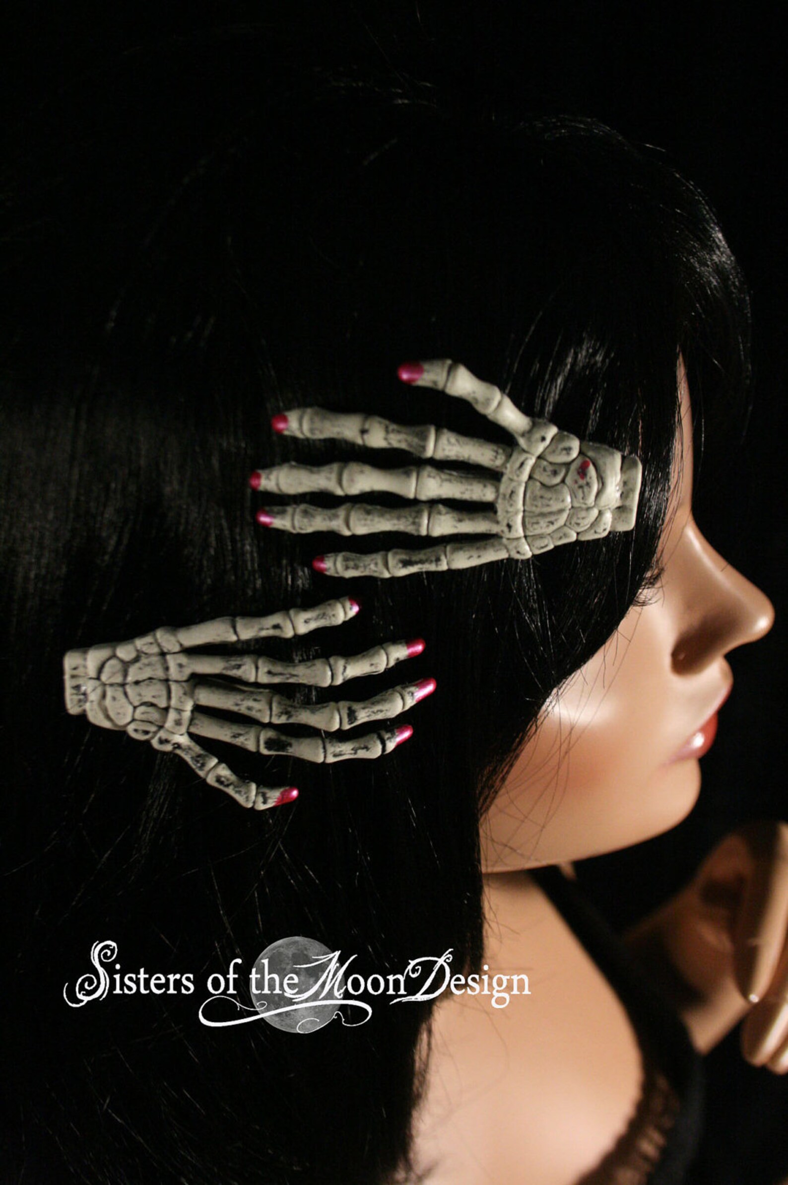 Skeleton Hand Hair Clips Barrette Pair With Painted Matallic | Etsy