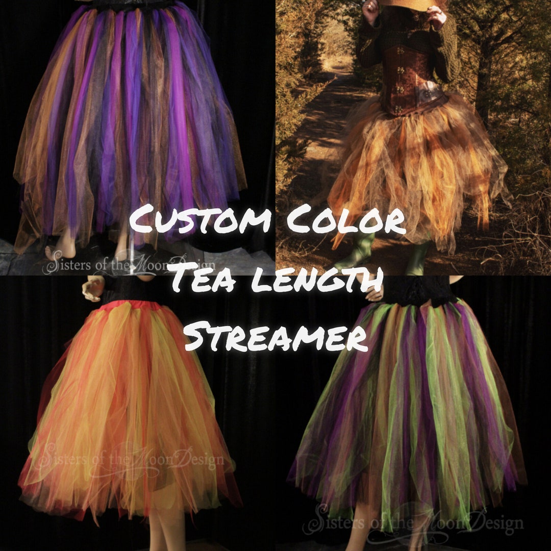 Custom Colors TUTU Tulle Skirt Streamer Tea Length Costume Fairy Dance ...