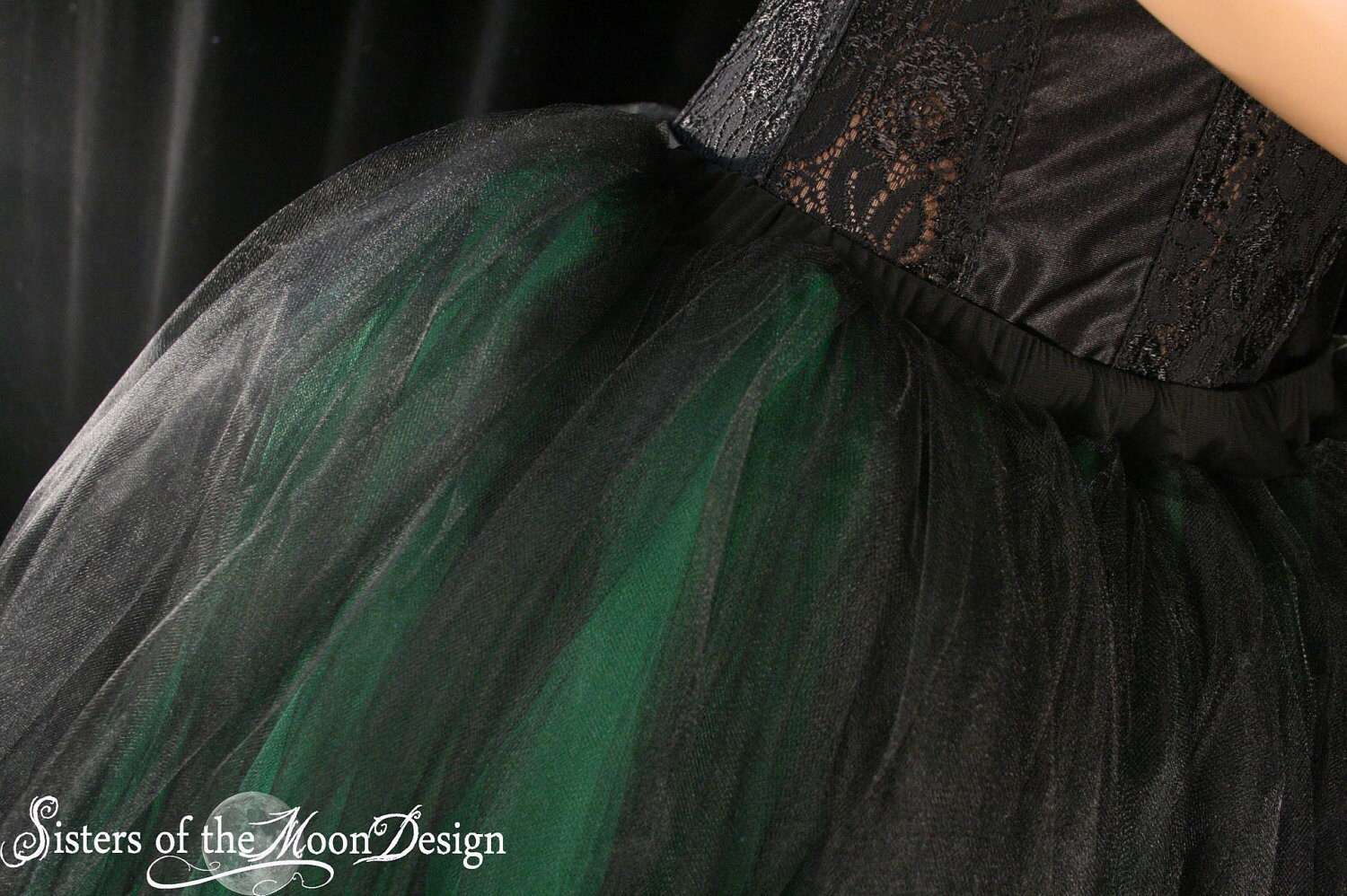Gothic Floor Length Adult Tulle Tutu Skirt Green Black Extra Puffy ...