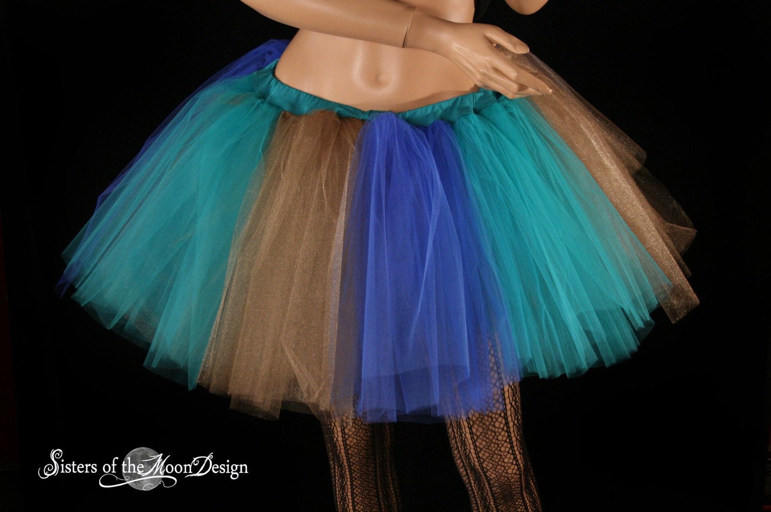 Teal Gold royal adult tutu tulle skirt striped three layer | Etsy