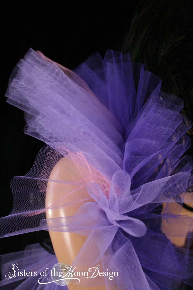 Bridal Tulle Boa Tie on Shoulder Shrug Wrap Tulle Stole Ruffle Purple ...