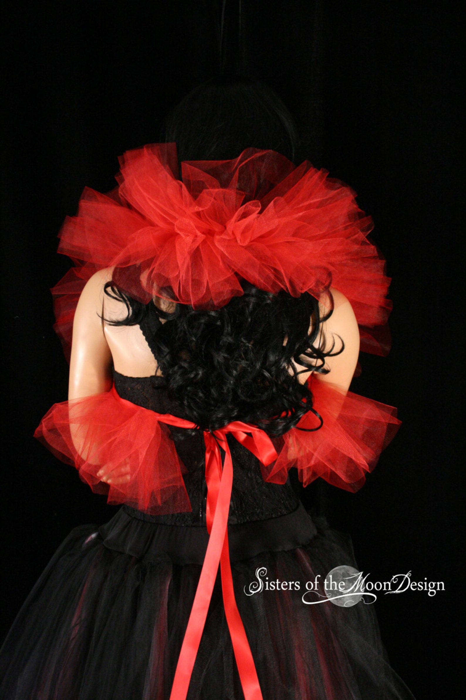 Red Tulle Boa tie on shoulder shrug shoulder wrap lydia | Etsy