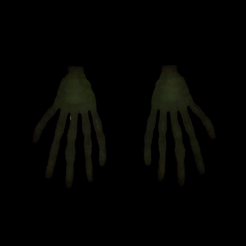 Glow in the Dark Skeleton Hand Hair Clips Barrette Pair Spooky Gothic ...