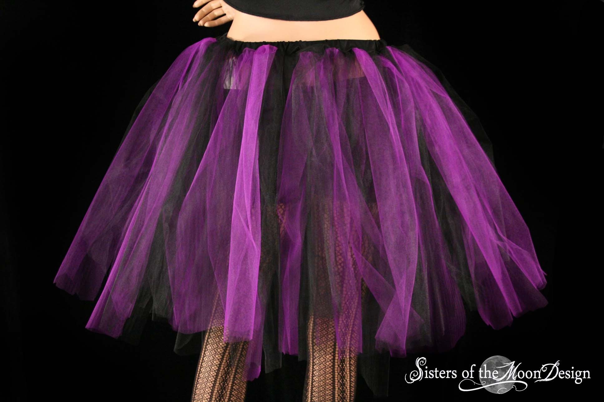 Purple Black Streamer Adult Tutu Midi Tulle Skirt Sizes XS | Etsy