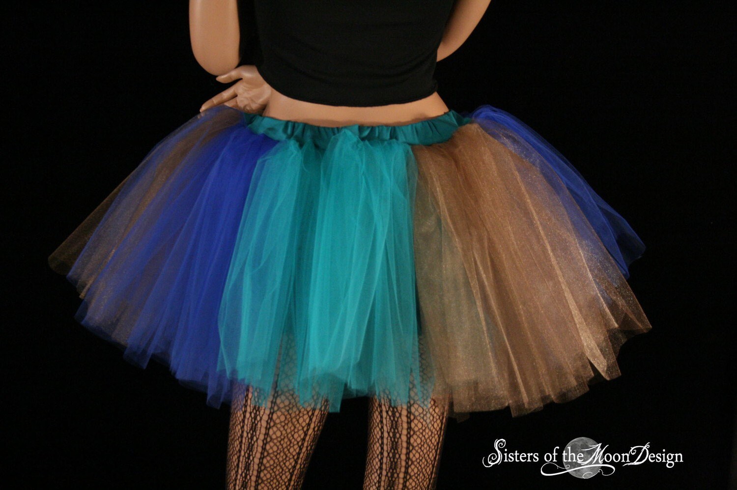 Teal Gold Royal Adult Tutu Tulle Skirt Striped Three Layer Puffy Tutu ...