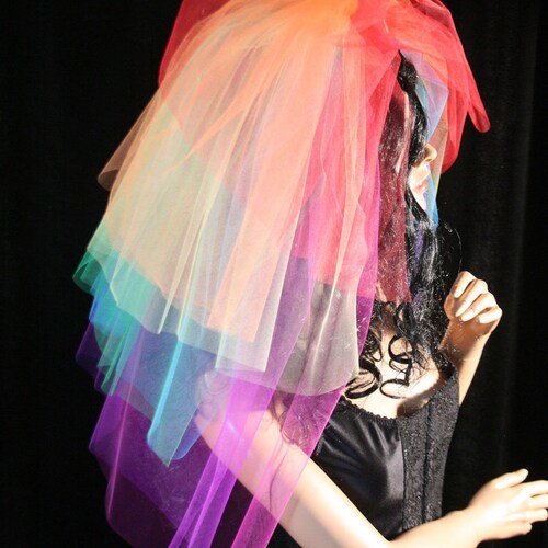 Rainbow Wedding Veil Bridal Hair Piece Layered Heaven Pride | Etsy