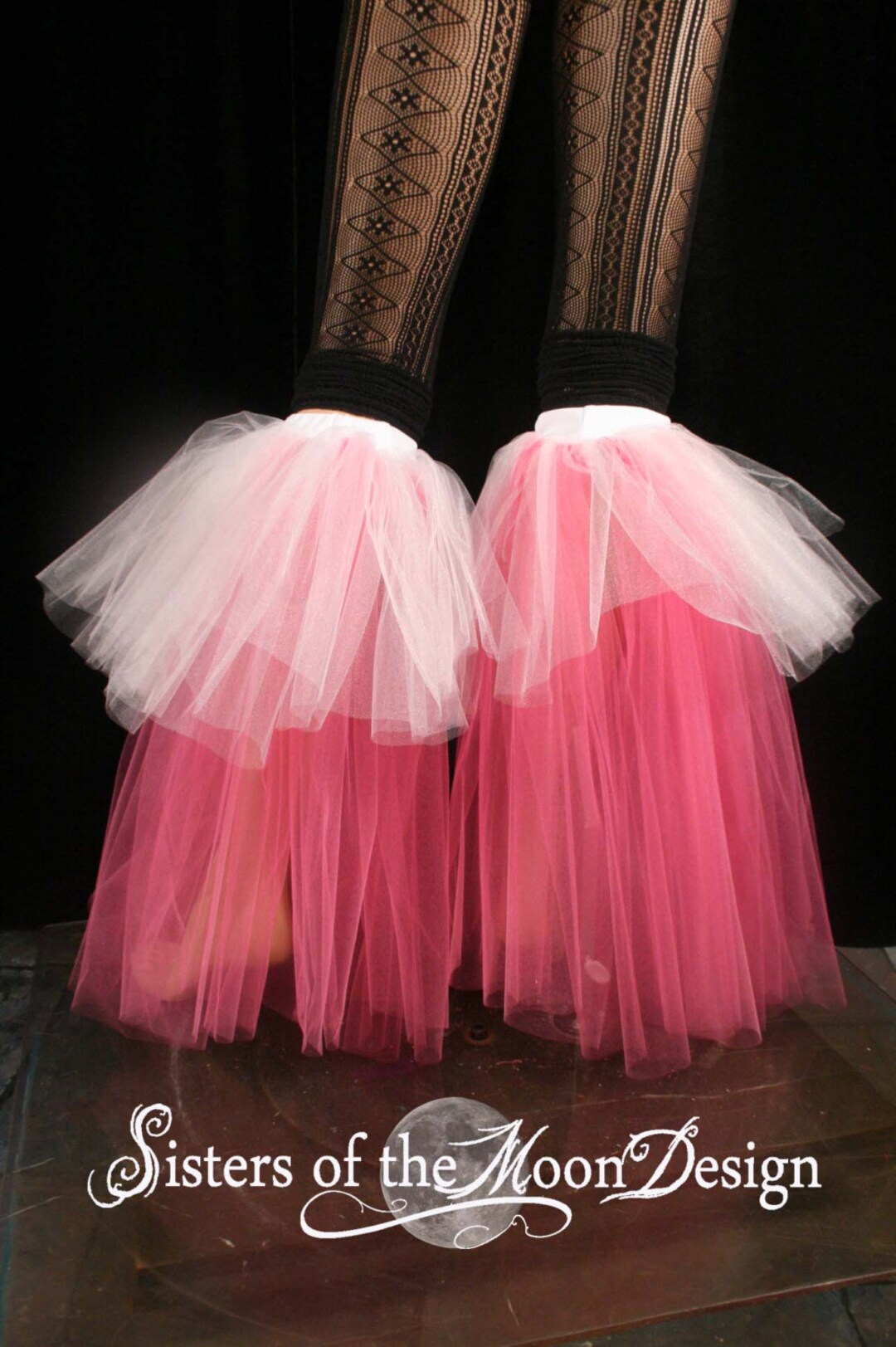 Raver Tutu Boot Covers Leg Warmers Hot Pink White Glimmer Fluffy UV ...