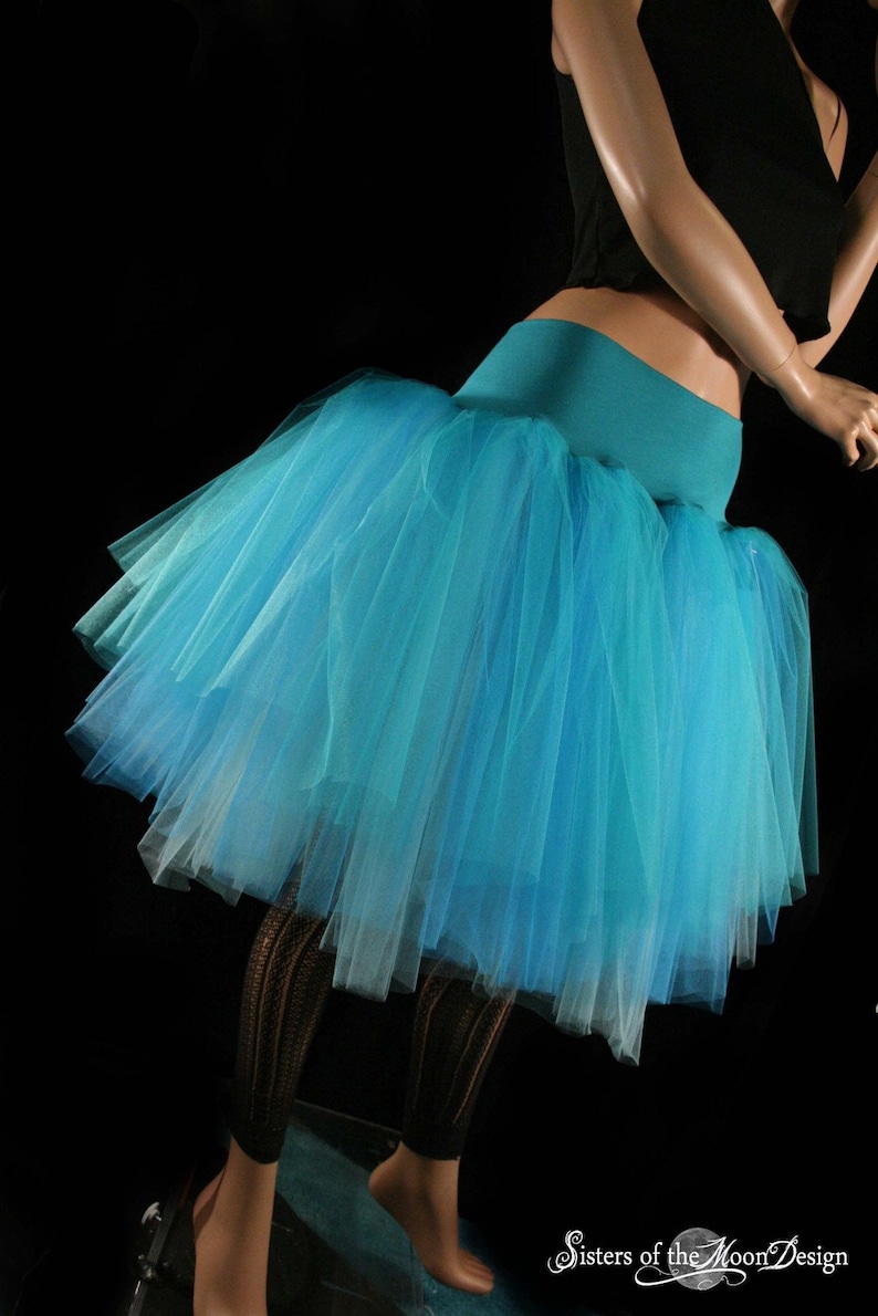 Blue Tulle Tutu Skirt Petticoat Midi Length - Adult Size XS - Plus ...