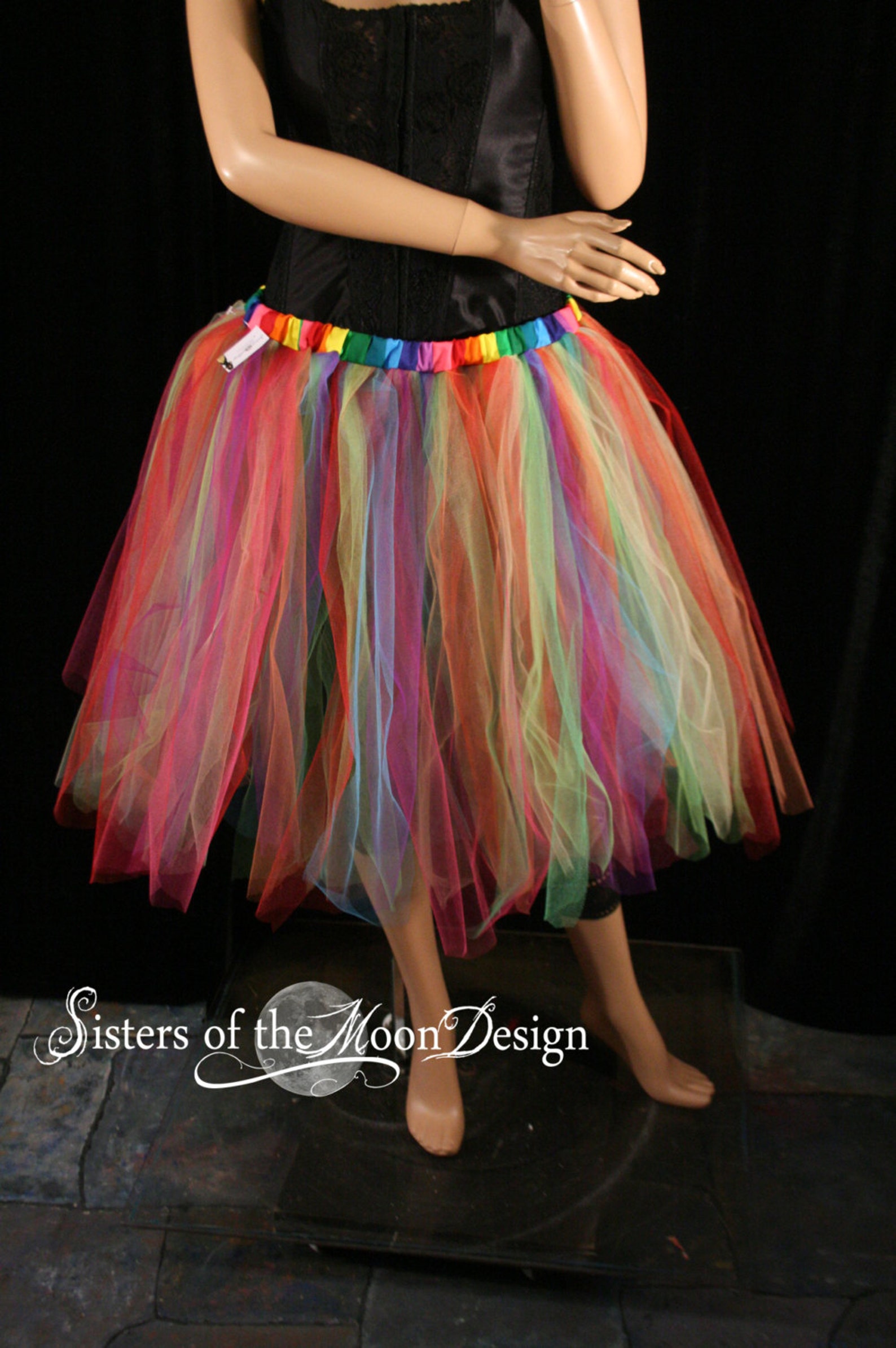 Rainbow Streamer Adult Tutu Tulle Midi Skirt Knee Length | Etsy