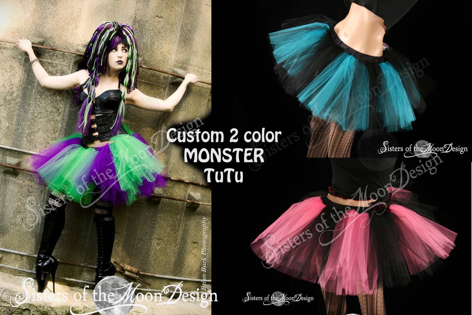 Custom Colors Tutu tulle skirt Monster striped puffy rave | Etsy